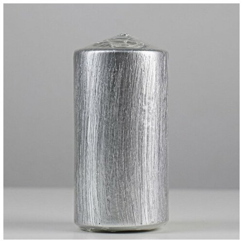 Свеча - цилиндр "Винтаж", 5х10 см, серебро