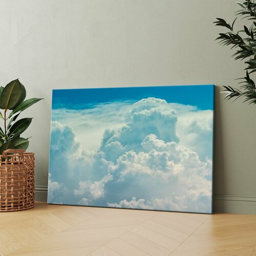 Картина на холсте (Голубое небо, панорама облаков) 40x60 см. Интерьерная, на стену.