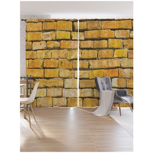 Шторы под лён JoyArty "Старая кирпичная стена", серия Oxford DeLux, 340х265 см