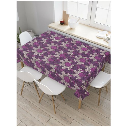 Скатерть прямоугольная JoyArty на кухонный стол "Абстракция цветочного дудла" из оксфорда, 120x145 см