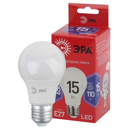Лампа светодиодная ECO LED A60-15W-865-E27 R (диод груша 15Вт холодн E27) (10/100/1500) ЭРА Б0046357 (2шт. в упак.)