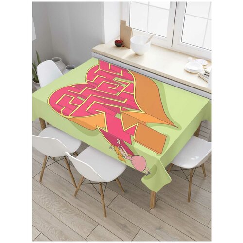 Скатерть прямоугольная JoyArty на кухонный стол "Любовный лабиринт" из оксфорда, 120x145 см