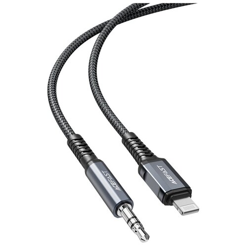 Аудиокабель Hoco ACEFAST C1-06 Lightning (male) to DC 3.5 (male) aluminum alloy audio cable, черный с серым