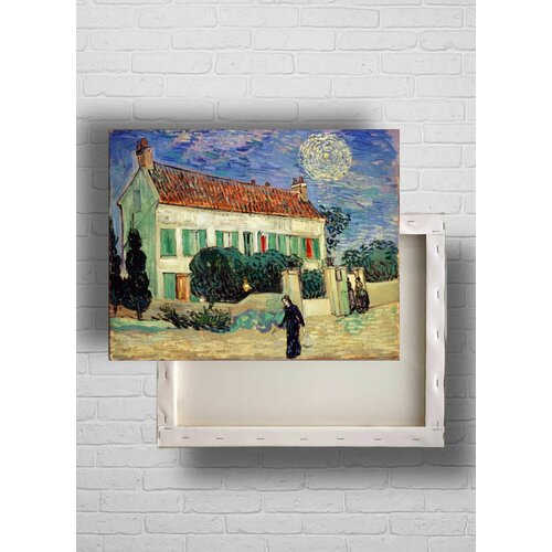 Картина репродукция "Белый дом ночью", Винсент Ван Гог (холст, подрамник, 40х50 см)