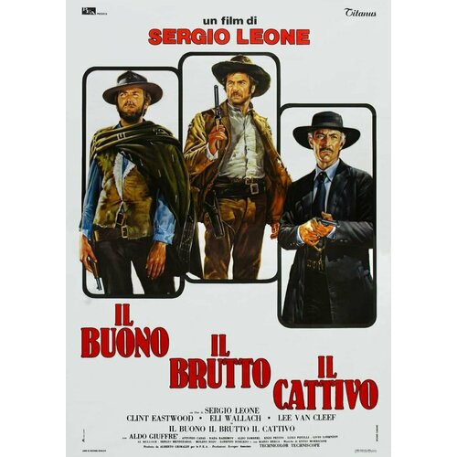 Плакат, постер на холсте Хороший, плохой, злой (Il Buono, il brutto, il cattivo, 1966г). Размер 21 х 30 см