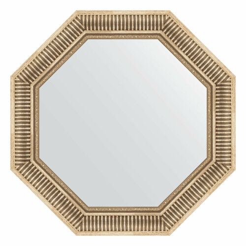 Зеркало настенное Octagon EVOFORM в багетной раме серебряный акведук, 72х72 см, для гостиной, прихожей, кабинета, спальни и ванной комнаты, BY 7361