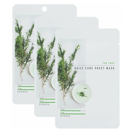 EUNYUL Tea Tree Daily Care Sheet Mask - Тканевая маска для лица с экстрактом чайного дерева, 3 шт