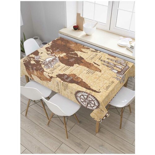Скатерть прямоугольная JoyArty на кухонный стол "Старинная карта" из оксфорда, 120x145 см