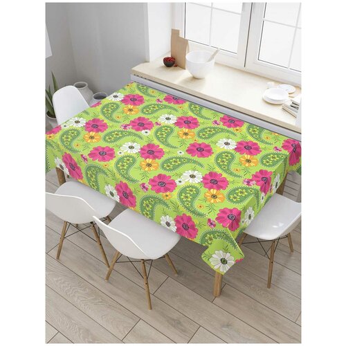 Скатерть прямоугольная JoyArty на кухонный стол "Цветочные узоры" из оксфорда, 120x145 см