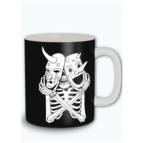 Кружка белая микс череп skull, готика, скелет - 4062
