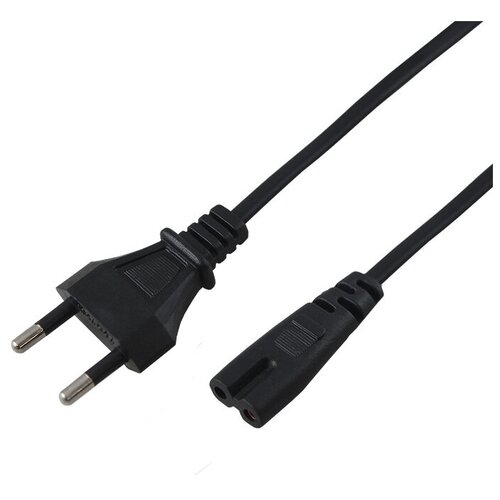 Сетевой Шнур, вилка-евроразъем С7, кабель 2x0,5 мм 5 м (для питания ноутбука) PE пакет, цвет: Черный