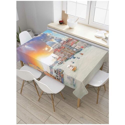 Скатерть прямоугольная JoyArty на кухонный стол "Водный транспорт" из оксфорда, 120x145 см