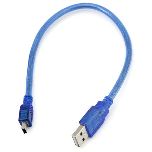 Кабель USB - mini USB, 0.3 м, синий