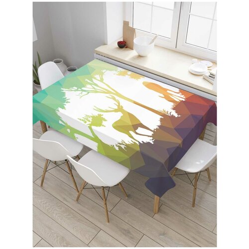 Скатерть прямоугольная JoyArty на кухонный стол "Сказочные олени" из оксфорда, 120x145 см