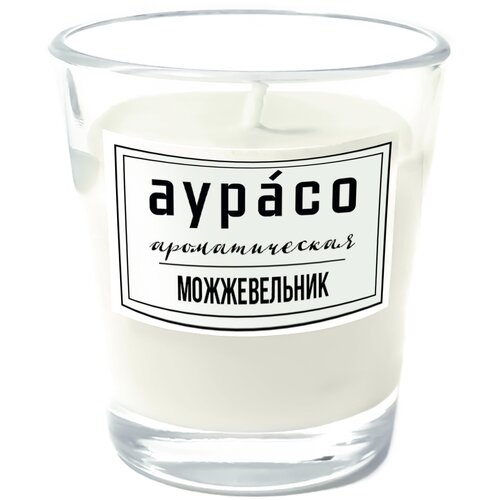 "Можжевельник" - ароматическая свеча Аурасо из 100 % соевого воска, 5x4 см, 100 гр, белая, 1 шт.