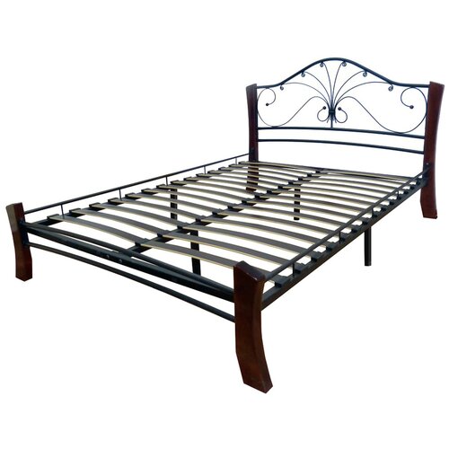 Кровать Форвард-мебель Фортуна 4 Лайт двуспальная, размер (ДхШ): 209х179 см, спальное место (ДхШ): 200х160 см, цвет: черный/шоколад