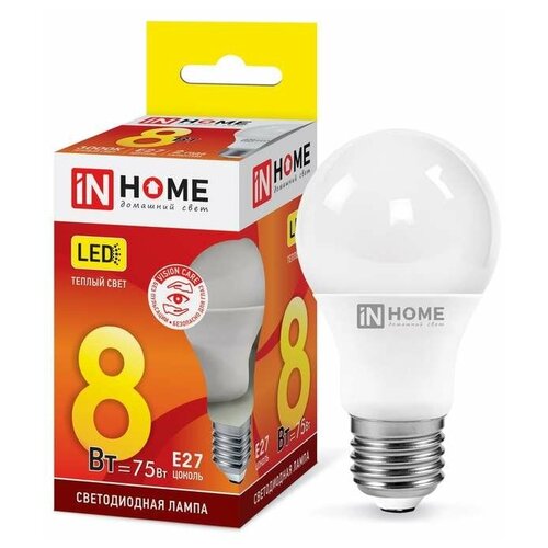 Лампа светодиодная LED-A60-VC 8Вт 230В E27 3000К 720Лм IN HOME 4690612024004 (2шт.)