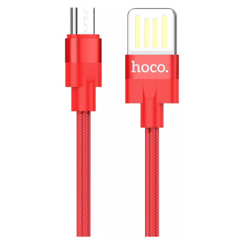 Кабель HOCO U55 USB (m)-microUSB (m) 1.2м 2.4A ткань красный