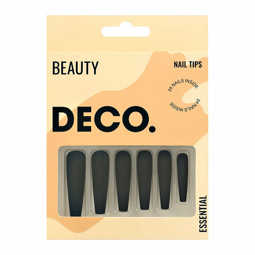 Набор накладных ногтей с клеевыми стикерами DECO. BEAUTY essential cruel black (24 шт + клеевые стикеры 24 шт)