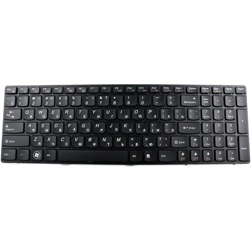 Клавиатура для Lenovo IdeaPad B575G черная с черной рамкой, ножка крепежа в отдалении от шлейфа