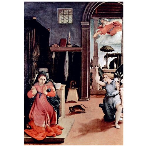 Репродукция на холсте Благовещение (Annunciation) №4 Лотто Лоренцо 50см. x 72см.