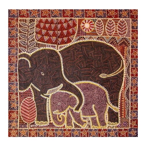 Плакат, постер на холсте мадхубани индия слон. Размер 60 х 84 см