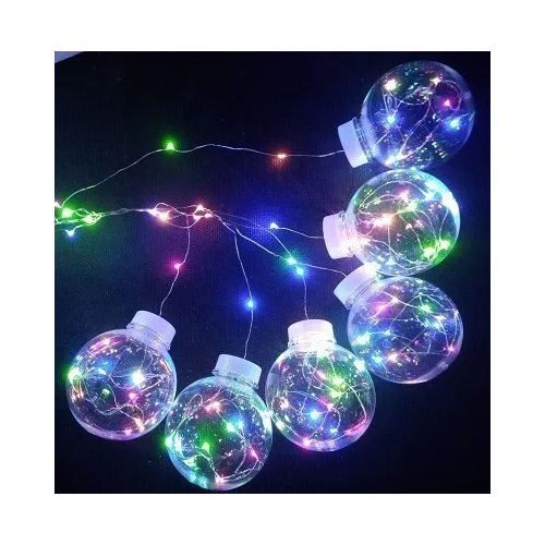 Новогодняя гирлянда светодиодная - Карниз/ бахрома "Шары", 10 LED, разноцветная, 3 метра, 1 режим