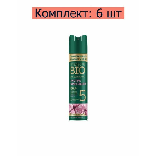 Прелесть Bio Лак для волос Экстрафиксация с экстрактом бамбука, 210 см3, 6 шт