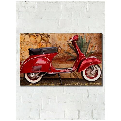 Картина интерьерная на дереве мотоциклы (мото, мопед веспа) - 7863 Г
