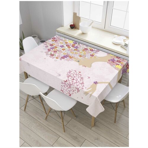 Скатерть прямоугольная JoyArty на кухонный стол "Любовь к бабочкам" из оксфорда, 120x145 см