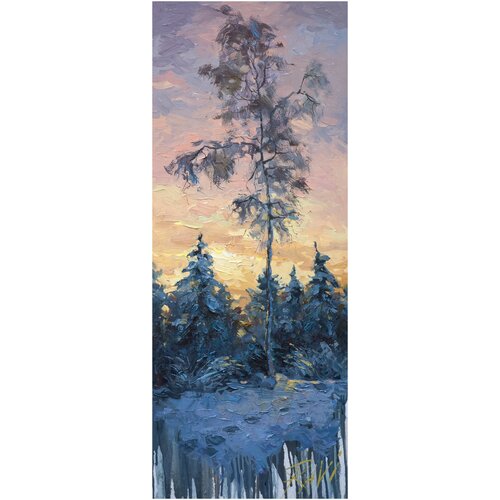 Картина маслом "Зимний закат"
