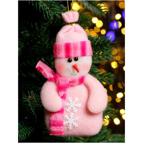 Рождественская декорация Снеговик, 12 см, Розовый, China Dans, артикул 2014790, snowmanpinkx2