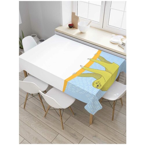 Скатерть прямоугольная JoyArty на кухонный стол "Спешу" из оксфорда, 120x145 см