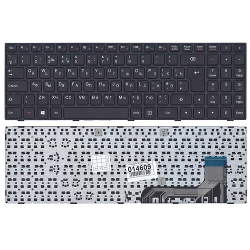 Клавиатура для ноутбука Lenovo IdeaPad 100-15 черная с черной рамкой, версия 1