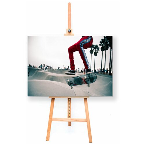 Интерьерная картина Coolpodarok Скейтборд Скейтер Прыжок Красные штаны