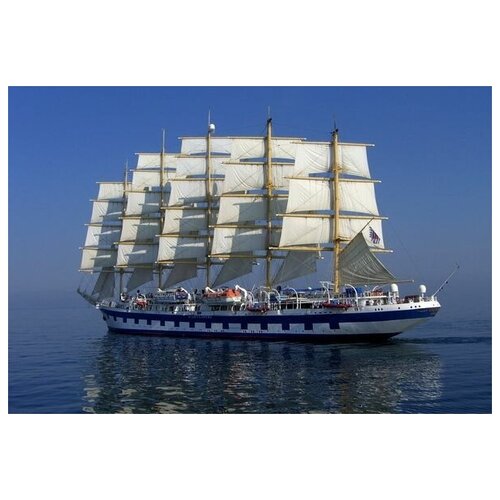 Постер на холсте Корабль с белыми парусами (Ship with white sails) №1 44см. x 30см.