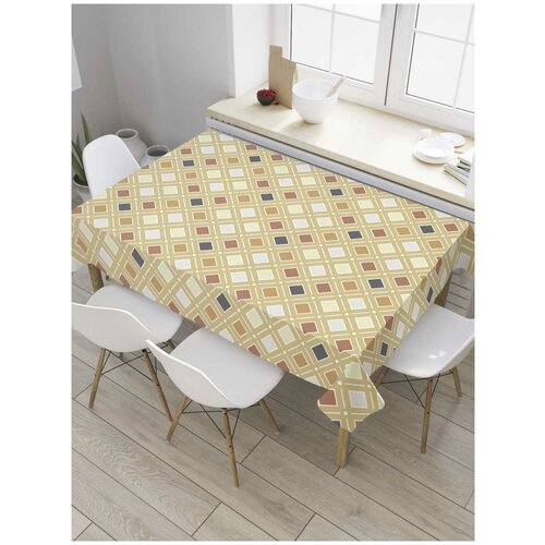 Скатерть прямоугольная JoyArty на кухонный стол "Квадратные диагонали" из оксфорда, 180x145 см