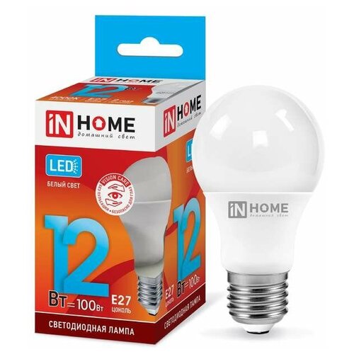 Лампа светодиодная LED-A60-VC 12Вт 230В E27 4000К 1080лм IN HOME 4690612020242 (6шт)