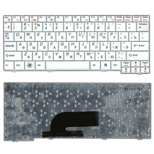 Клавиатура для нетбука Lenovo V103803-2BS1-US русская, белая, без рамки, плоский Enter