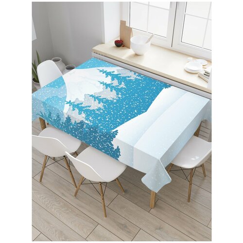 Скатерть прямоугольная JoyArty на кухонный стол "Гора в снегу" из оксфорда, 120x145 см