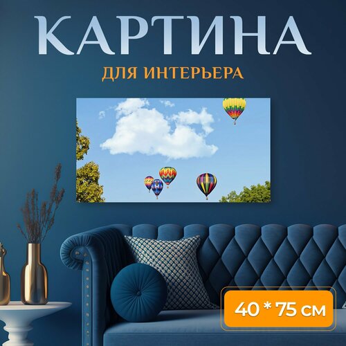 Картина на холсте "Воздушные шары, красочный, воздушный шар" на подрамнике 75х40 см. для интерьера