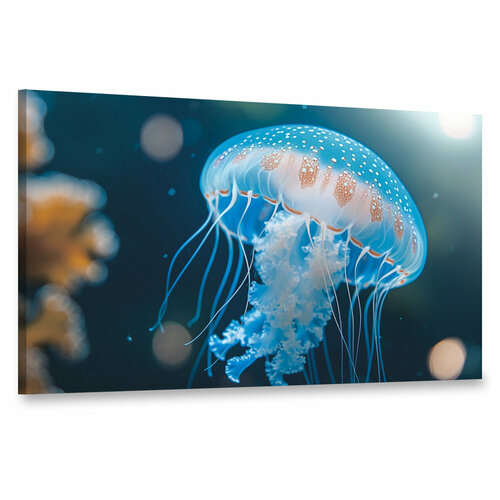 Интерьерная картина 100х60 "Медуза в синих волнах"