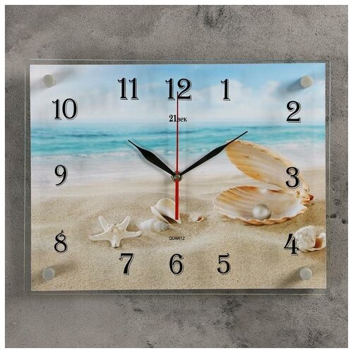 Часы настенные, серия: Море, "Ракушки на песке", плавный ход, 30 х 40 см