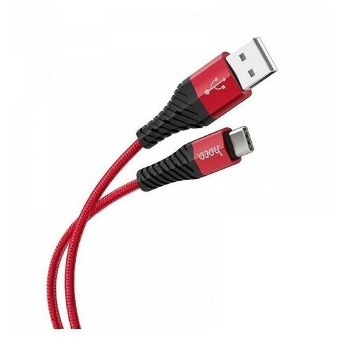 Кабель Hoco X38, USB - Type-C, 3 A, 1 м, нейлон, красный