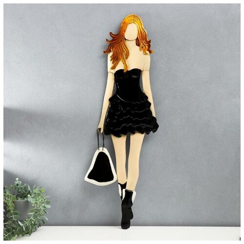 Сувенир полистоун настенный декор "Девушка в маленьком чёрном платье" 79,5х2,5х27 см
