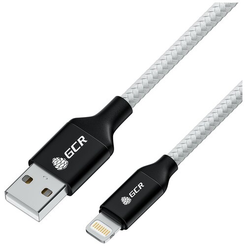 Кабель GCR USB - Lightning MFI (GCR-IP7N), 1 м, белый/черный