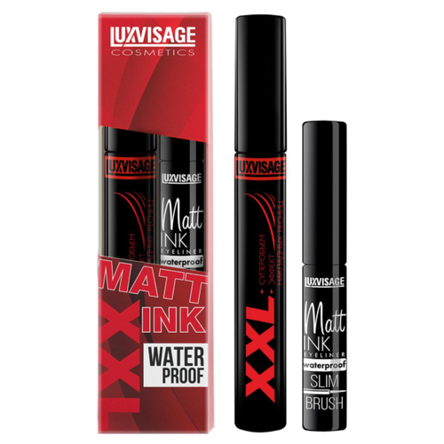 LUXVISAGE Набор для макияжа: Подводка для глаз Matt INK waterproof черная +Тушь XXL Эффект накладных ресниц