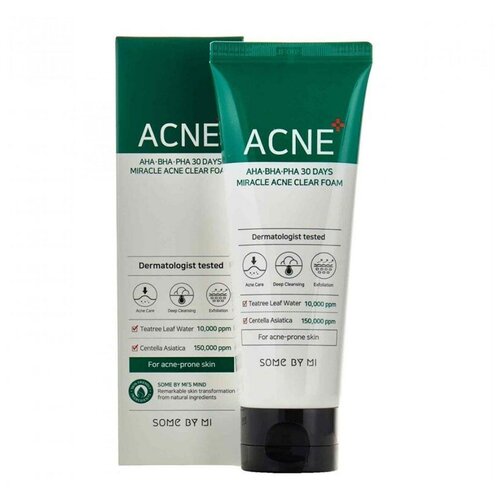 SOME BY MI Очищающая пенка для умывания с кислотами AHA·BHA·PHA 30 DAYS MIRACLE ACNE CLEAR FOAM