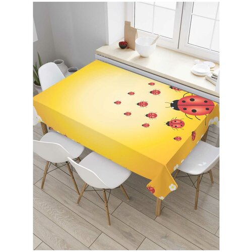 Скатерть прямоугольная JoyArty на кухонный стол "Стая божьих коровок" из оксфорда, 120x145 см