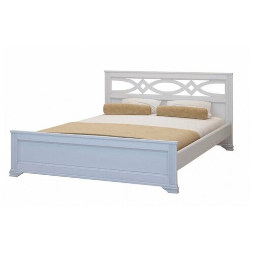 Кровать двуспальная из массива дерева Лира, спальное место (ШхД): 160х200, цвет: белая эмаль